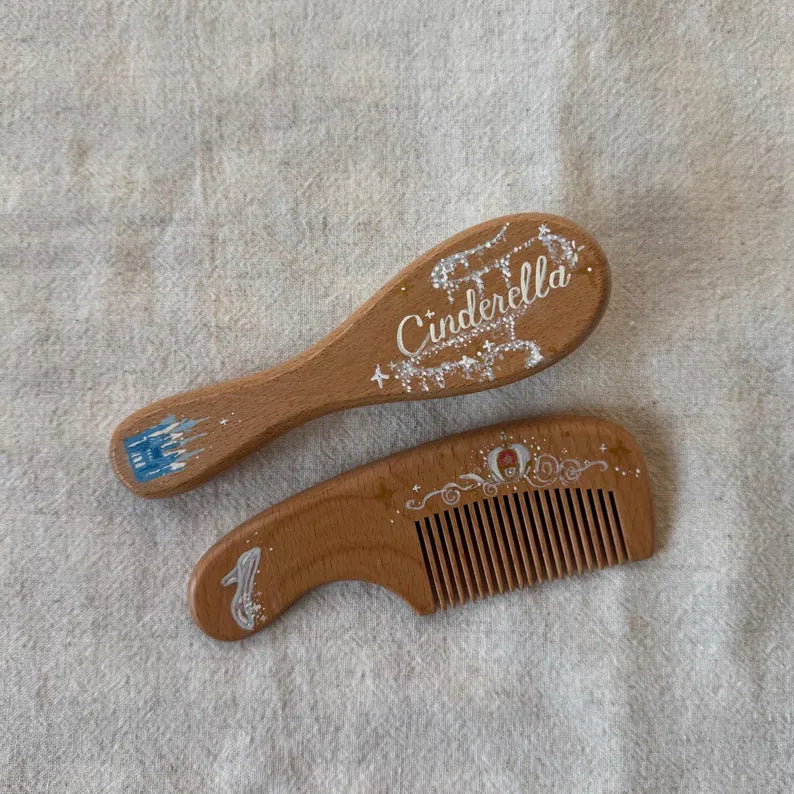 Cinderella Design Disney Princess Baby Hairbrush + Comb, Hand-Painted ...